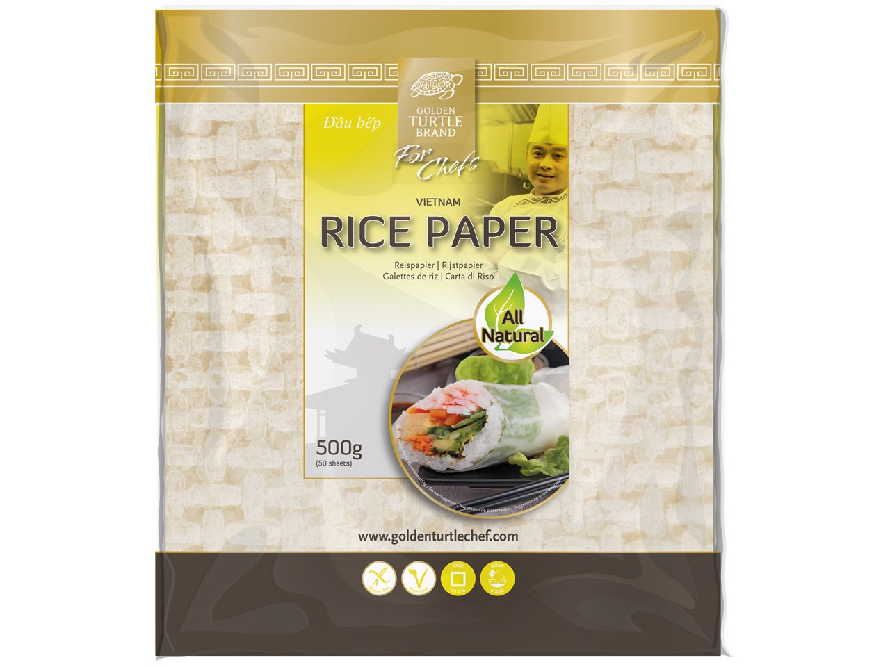 Rice Paper 19 cm (square) - Golden Turtle for Chefs